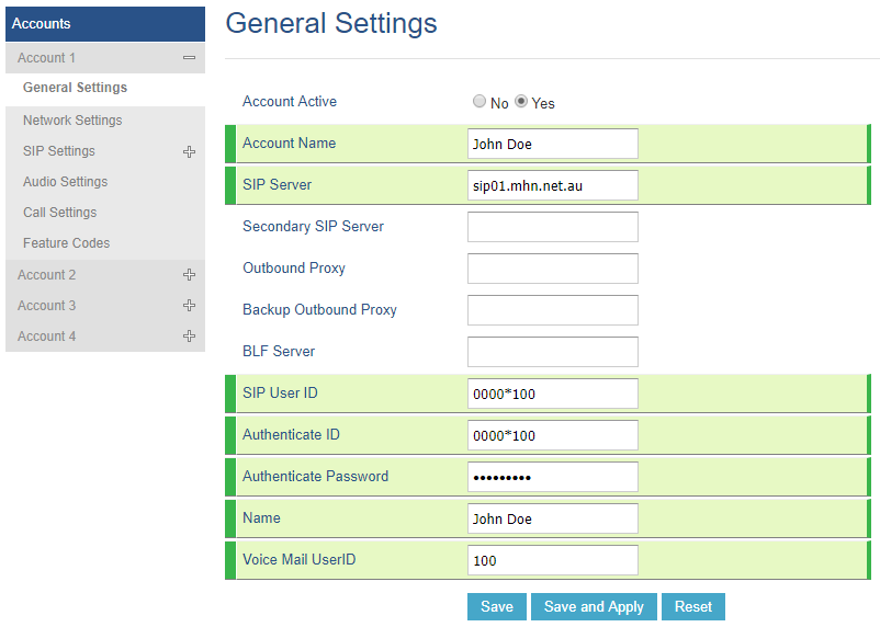 How to setup a VoIP Account on a Grandstream phone - Hosted Network